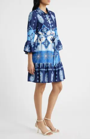 Julia Jordan Print Tie Waist Shirtdress