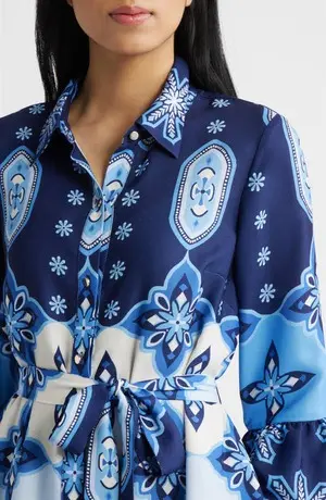 Julia Jordan Print Tie Waist Shirtdress