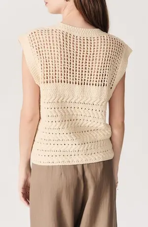 Deluc Paulo Open Stitch Cap Sleeve Sweater - Ecru