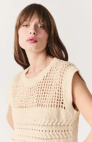 Deluc Paulo Open Stitch Cap Sleeve Sweater - Ecru