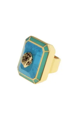 Kurt Geiger Eagle Head Cocktail Ring - Turquoise