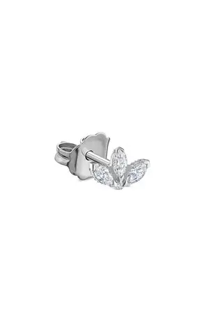 MARIA TASH Diamond Lotus Single Stud Earring - 18k White Gold/ Diamond