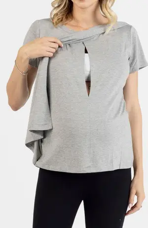 ANGEL MATERNITY Monique Nursing Top - Grey