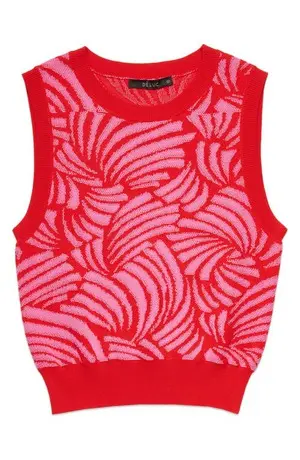 Deluc Thyago Abstract Jacquard Sleeveless Sweater - Red With Pink Details