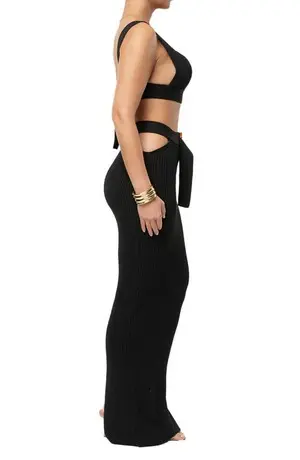 JLUXLABEL Nikole Crop Top And Skirt Set - Black
