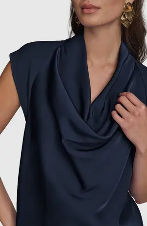 Donna Karan New York Cowl Neck Mixed Media Top - Nightfall
