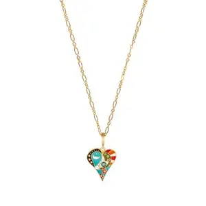 KARMA AND LUCK Expansive Love Heart Charm Necklace - Gold/multicolor