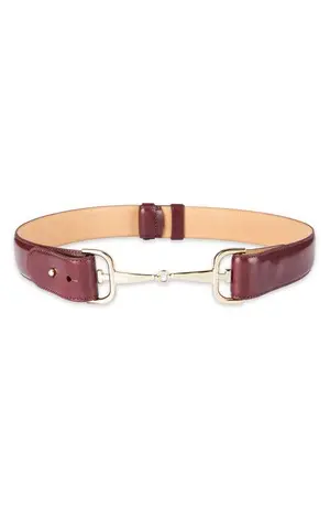Sam Edelman Horsebit Buckle Leather Belt - Burgundy