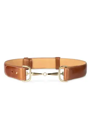 Sam Edelman Horsebit Buckle Leather Belt - Tan