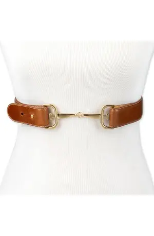 Sam Edelman Horsebit Buckle Leather Belt - Tan