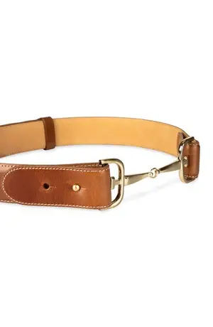 Sam Edelman Horsebit Buckle Leather Belt - Tan