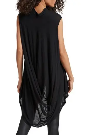 MARCELLA Ines Drape Sleeveless High-low Tunic Top - Black