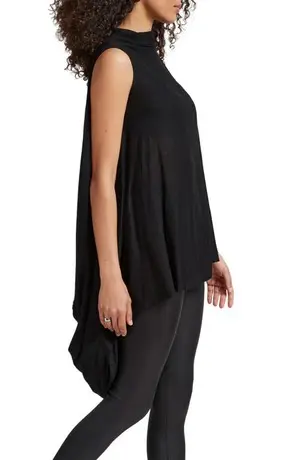 MARCELLA Ines Drape Sleeveless High-low Tunic Top - Black