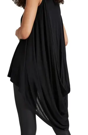 MARCELLA Ines Drape Sleeveless High-low Tunic Top - Black