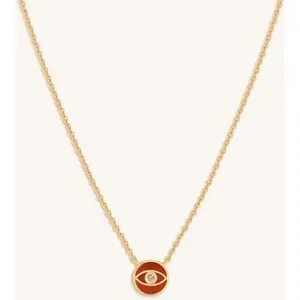 KARMA AND LUCK Carnelian Evil Eye Necklace - Gold/red