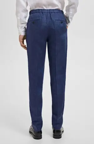 Mango Slim Fit Linen Pants - Indigo Blue