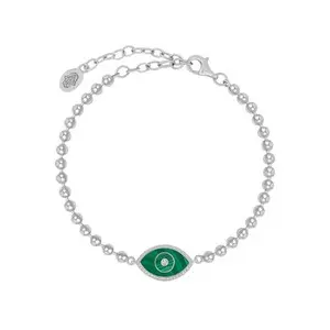 KARMA AND LUCK Evil Eye Malachite Silver Bracelet