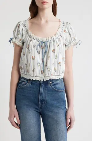 Women's Eyelet Ruffle Crop Tops