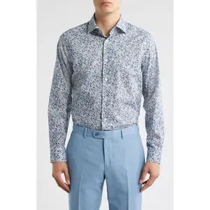 JACK VICTOR Laurendeau Floral Cotton Button-up Shirt - Blue