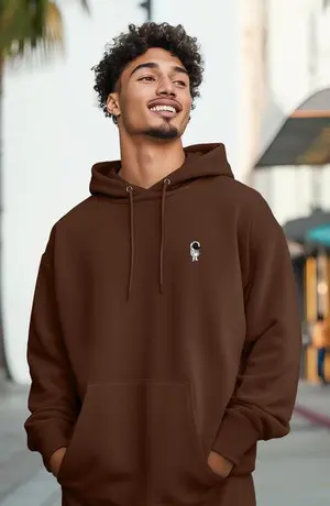 DALIX Astronaut Embroidered Midweight Hoodie - Chestnut