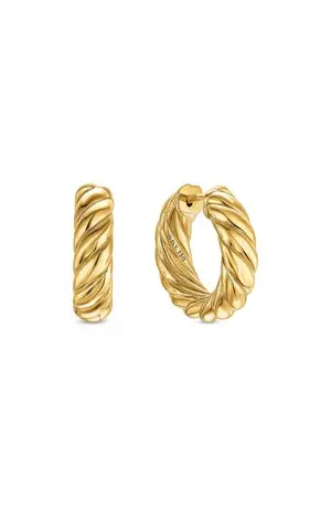 David Yurman Sculpted Cable Hoop Earrings - Yellow Gold