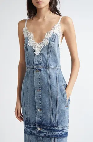 Stella Mccartney Lace Trim Denim Maxi Dress In Vintage Blue Denim - 80% Off  | Editorialist