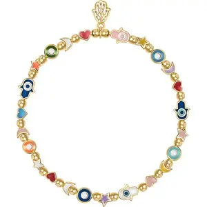 KARMA AND LUCK Enamel Multi Charm Bracelet - Gold/multicolor