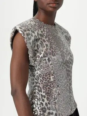GANNI Sequin Leopard Print Top - Multicolor
