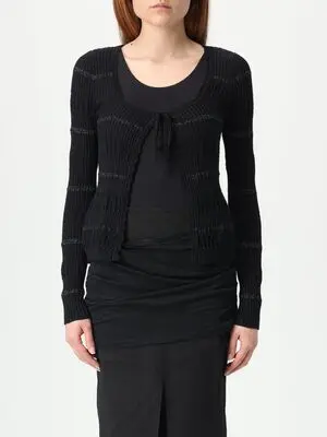 Pinko Ribbed Knit Cardigan With Tie Detail - Black