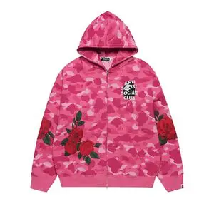 A BATHING APE X Anti Social Social Club Full Zip Hoodie - Pink