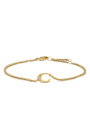 David Yurman Petite Pavé Initial Chain Bracelet - Diamond C