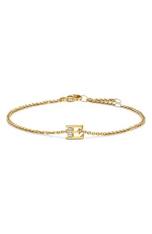 David Yurman Petite Pavé Initial Chain Bracelet - Diamond E