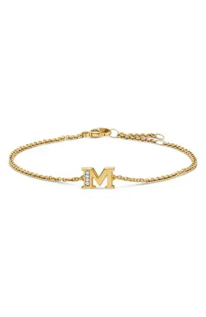David Yurman Petite Pavé Initial Chain Bracelet - Diamond M