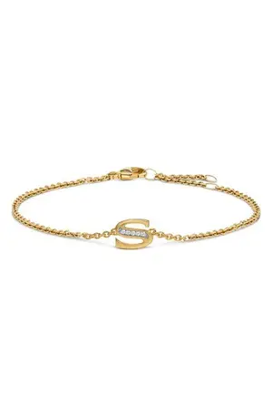 David Yurman Petite Pavé Initial Chain Bracelet - Diamond S