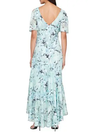 Alex Evenings Floral Chiffon High-low Gown