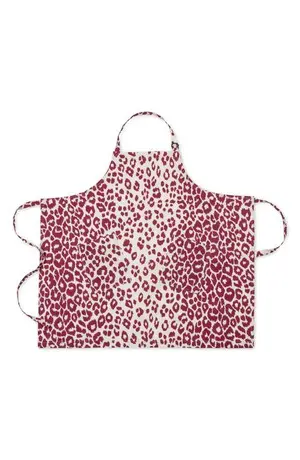MATOUK Linen Apron - Iconic Leopard Crimson