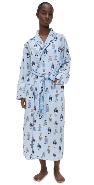 Ralph Lauren Allover Bear Heritage Robe - Oxford Blue
