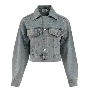 LOLA + THE BOYS Crystal Bow Denim Jacket