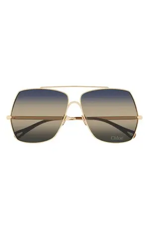 Chloé 62mm Oversized Rectangular Sunglasses - Gold