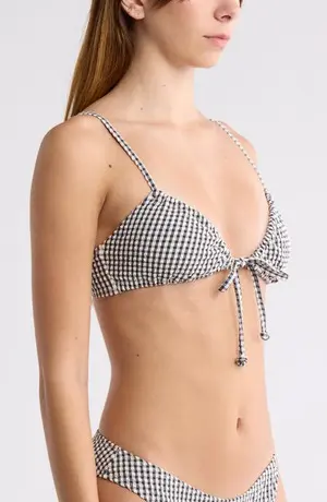 BILLABONG Cara Wave Check Tie Front Bikini Top