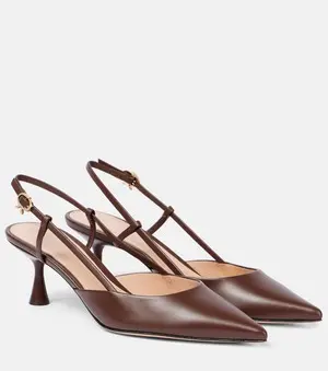 GIANVITO ROSSI Ascent 55 Leather Slingback Pumps - Brown