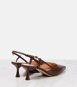 GIANVITO ROSSI Ascent 55 Leather Slingback Pumps - Brown