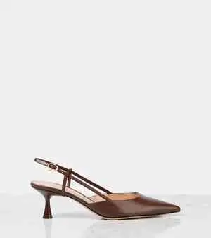 GIANVITO ROSSI Ascent 55 Leather Slingback Pumps - Brown