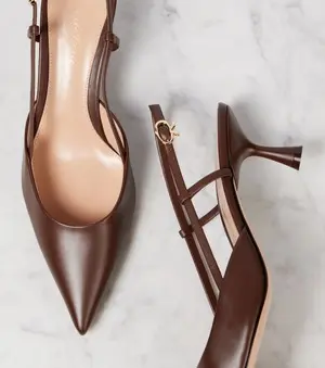 GIANVITO ROSSI Ascent 55 Leather Slingback Pumps - Brown