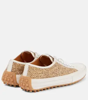TOD'S Leather-trimmed Tweed Sneakers - Neutrals