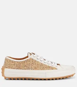 TOD'S Leather-trimmed Tweed Sneakers - Neutrals