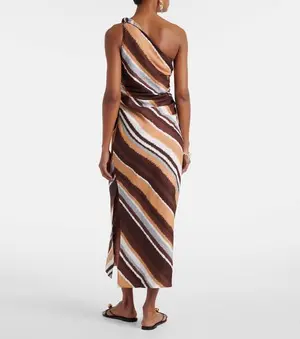 Faithfull The Brand Marga Striped One-shoulder Linen Maxi Dress
