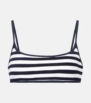 Jade Swim Muse Scoop Striped Terry Bikini Top - Blue