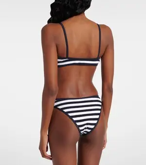 Jade Swim Muse Scoop Striped Terry Bikini Top - Blue