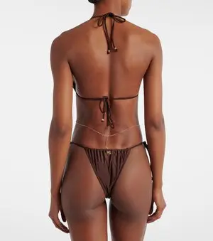 BANANHOT Chain-embellished Bikini Bottom - Brown
